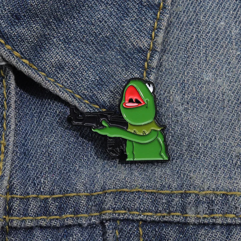 Custom Metal Frog Brooch Sniper's Cute Cartoon Animal Lapel Badge with ...