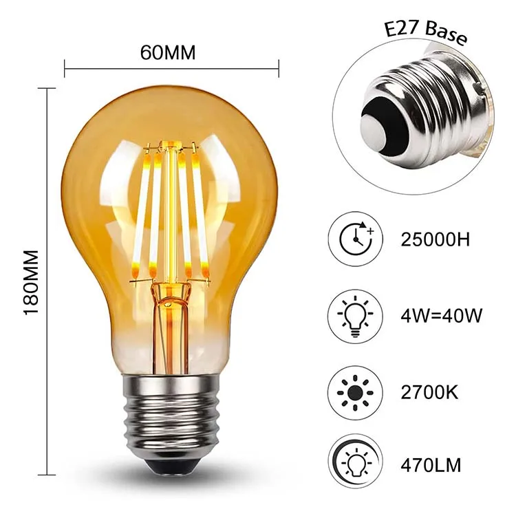 Retro Edison Bulb E27 220v A60 Led Bulb Light 5w Edison Filament Led ...