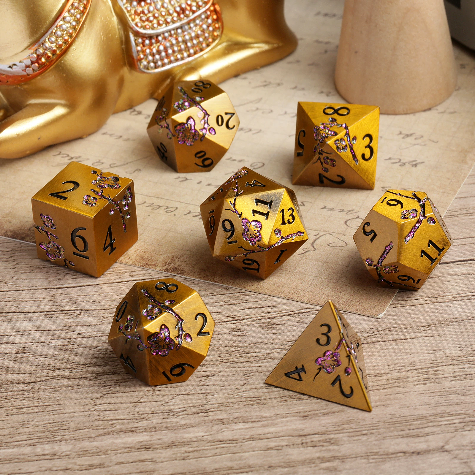 Custom Metal Dnd Dice Manufacturer Playing Dice Set D&D Plum Blossom ...