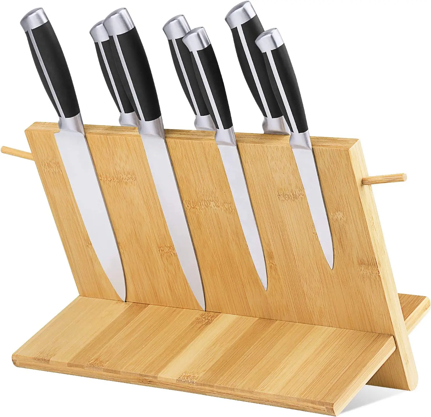 Bamboo Knife Rack Large Magnetic Knife Block Wider Magnetic Knife ...