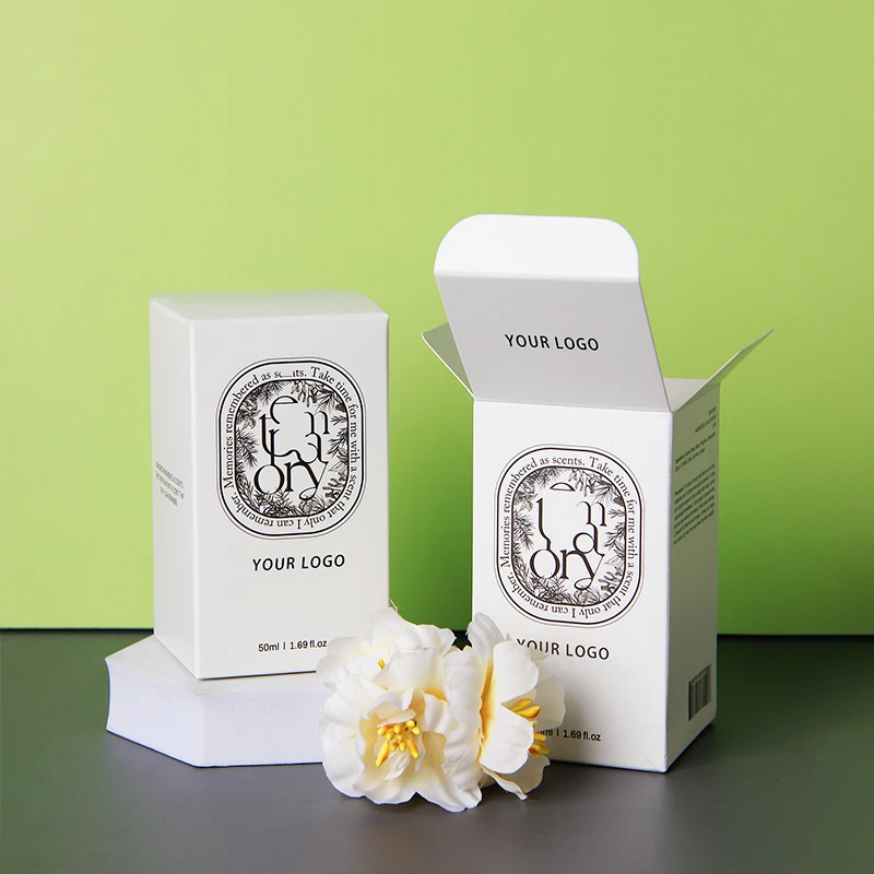 White Perfume Packaging Box Folders Perfume Paper Box Customized Logo ...