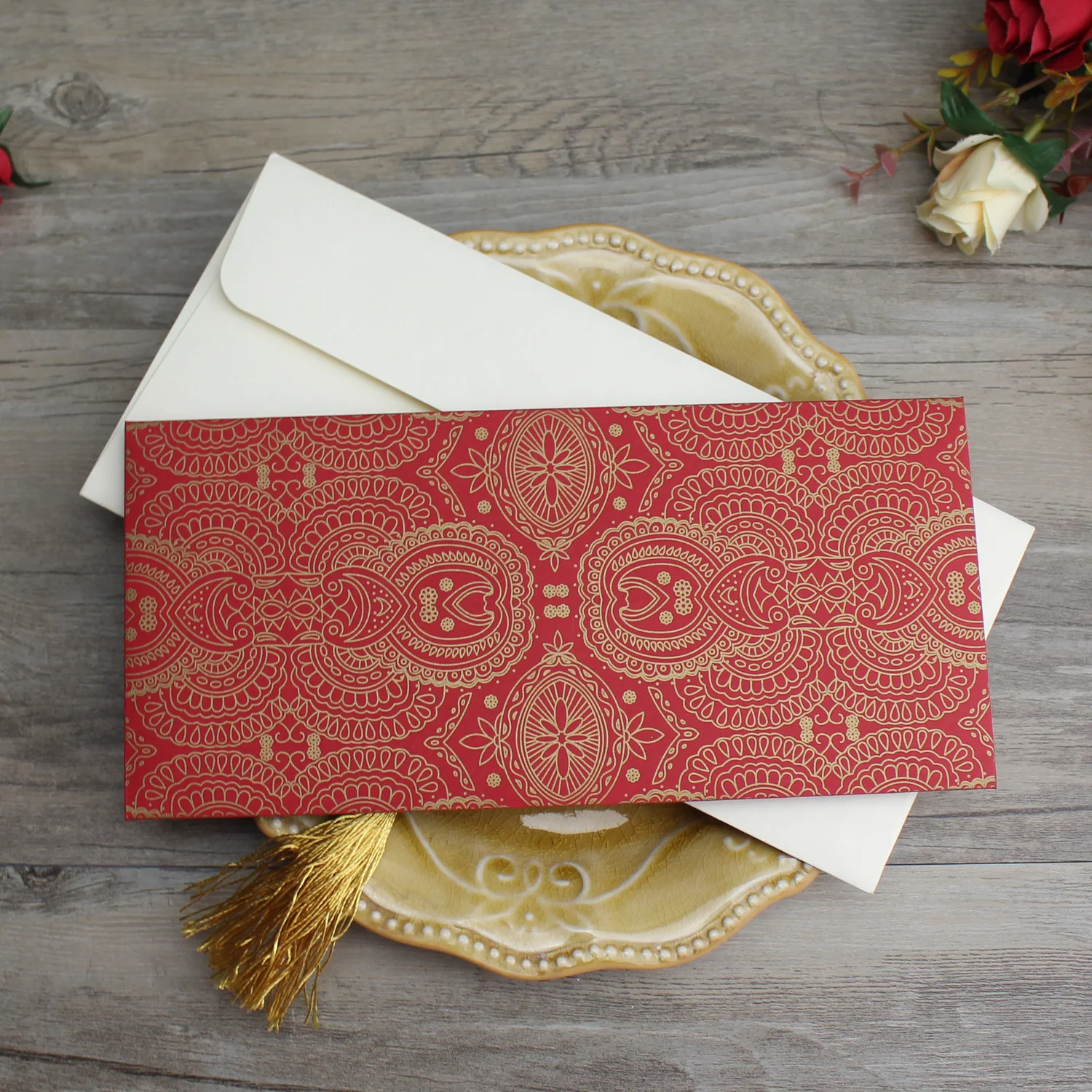 Alibaba.com: Gold Red Nepali Paper Pocket Fold Wedding Cards, Design ...