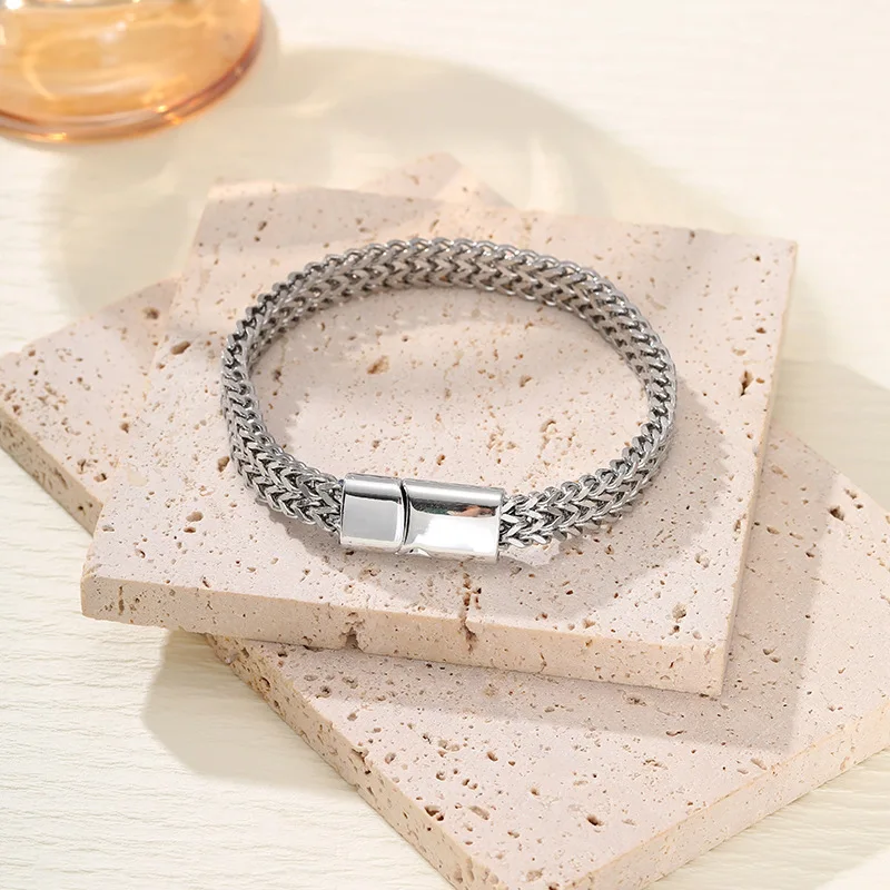 Stainless Steel Double Layer Chain Mens Bracelets