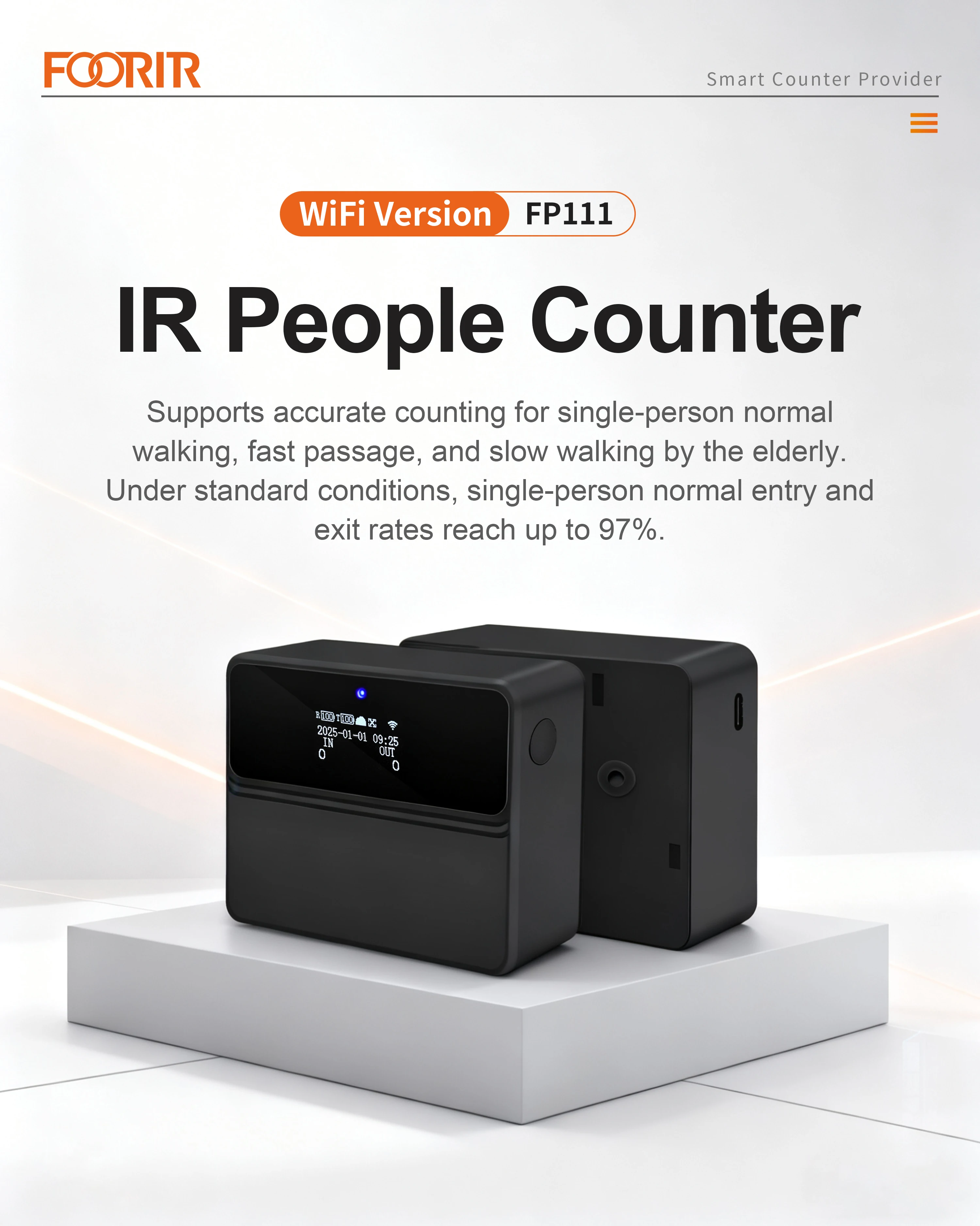 FOORIR Compact Smart Foot Traffic Counter for Retail