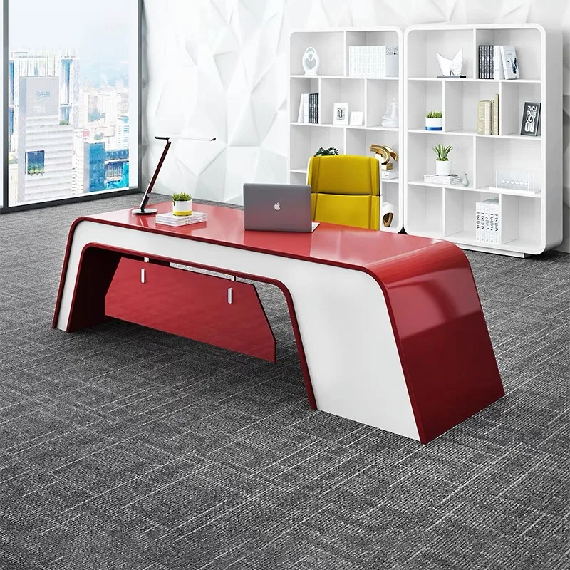 Office Furniture High Gloss White Color Ceo Boss Desk L Shape Office ...