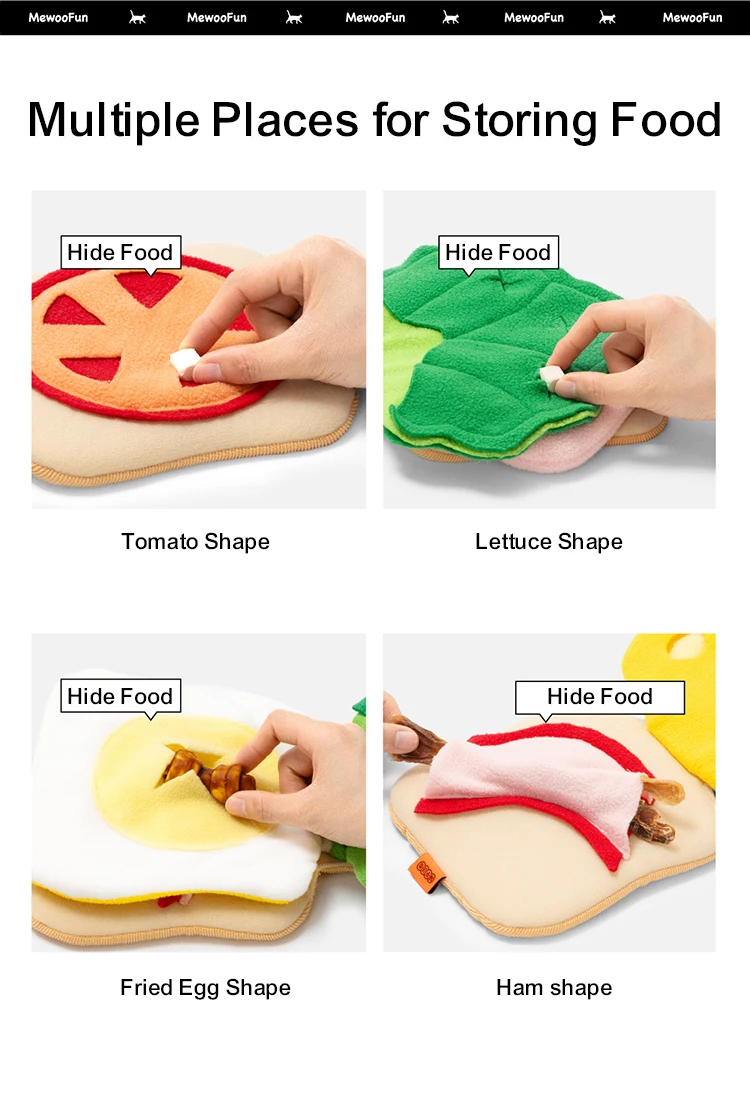 Mewoofun Sandwich Shape 2 In 1 Nosework Dog Toy Custom Dog Toy Plush ...