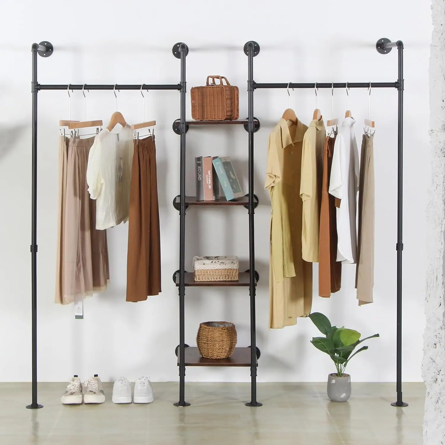 Wall Mounted Industrial Pipe Heavy Duty Clothes Rack Clothing Rods for ...