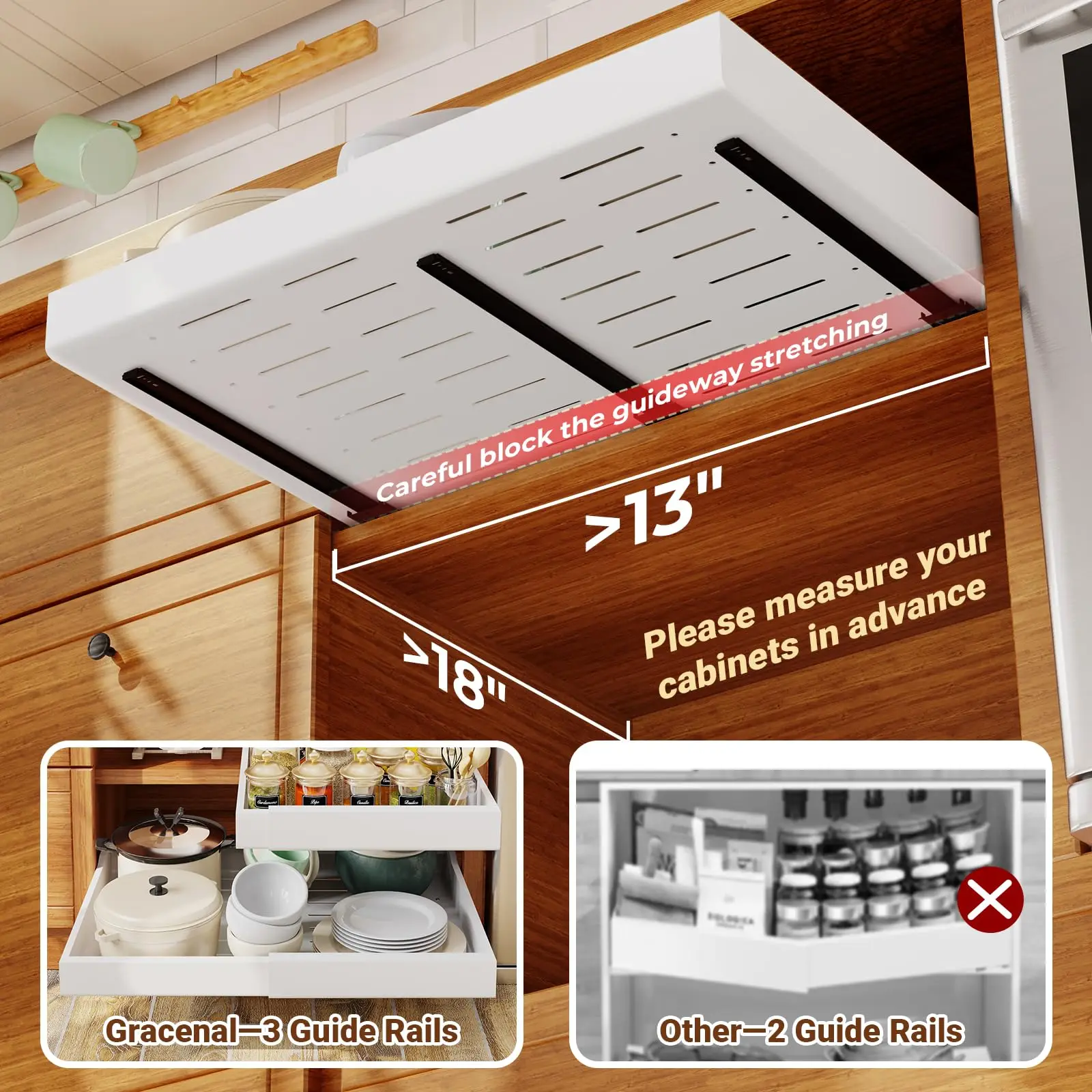 Expandable Pull Out Cabinet Organizer - Heavy Duty Kitchen Storage ...