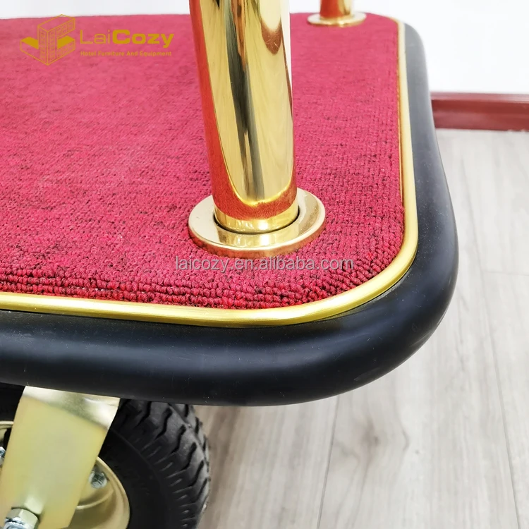 Hotel Equipment Lobby Golden 304 Stainless Steel Bell Boy Luggage Cart ...