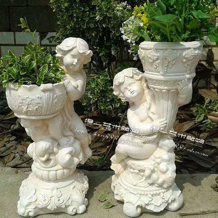 Big Cement Concrete Planter Flower Pot Fiberglass Angel Statue Molds ...