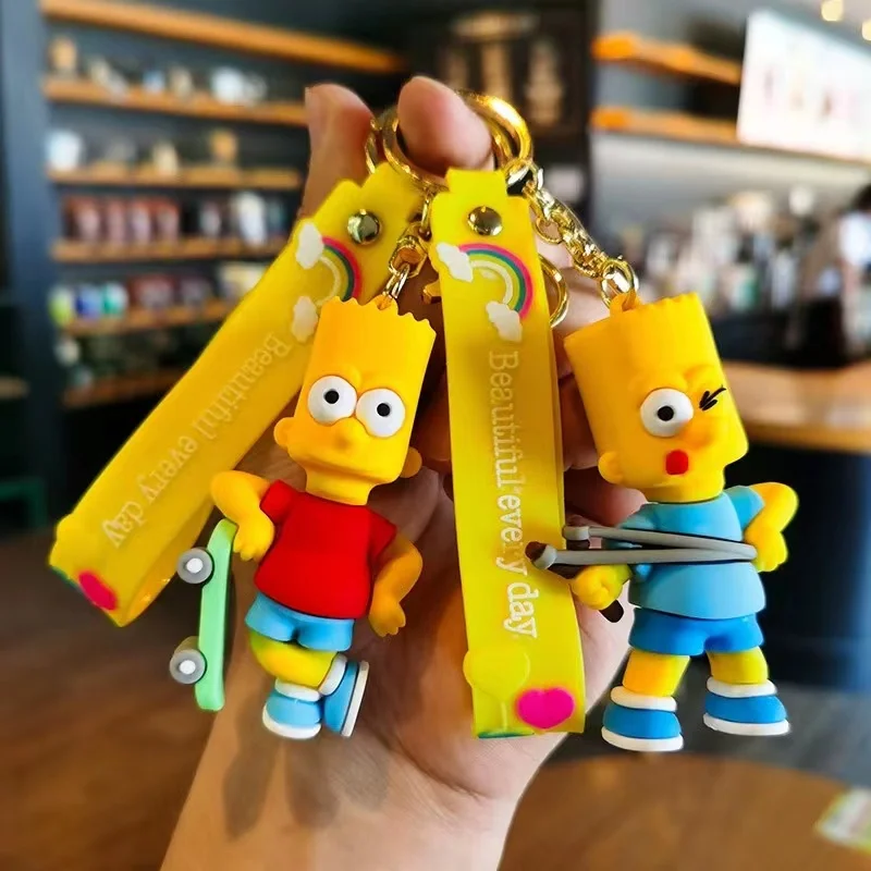 Cartoon Anime Simpsons Pendant Kawaii Keychains Holder Car Key Chain ...