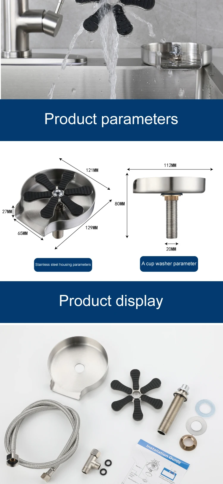 Modern Stainless Steel Kitchen Sink High Pressure Automatic Glass Cup ...