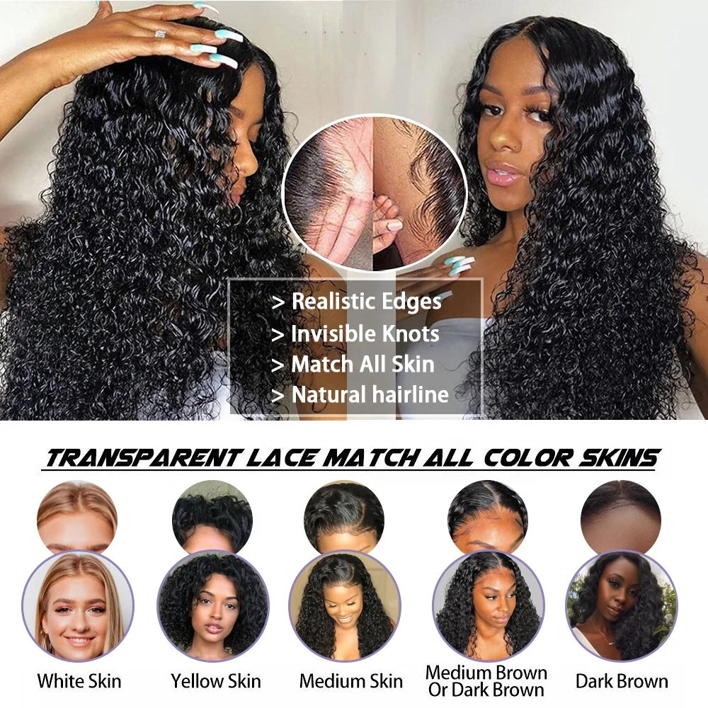 Brazilian Mink Virgin Human Hair Deep Wave Curly Wigs