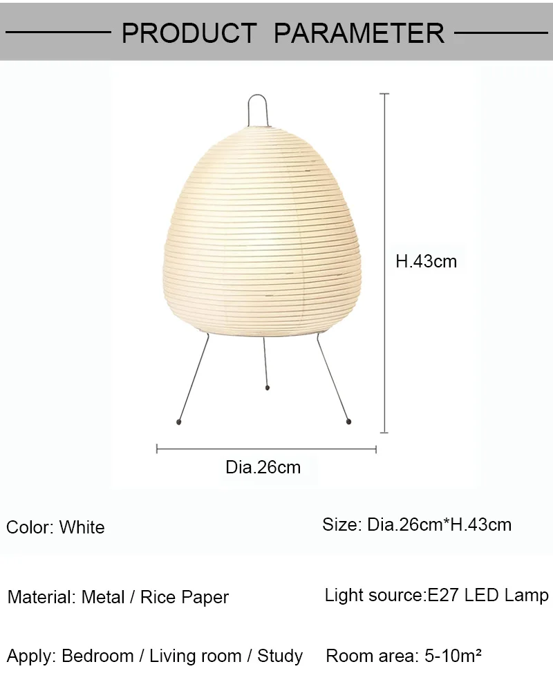 Creative Design Tripod Table Lamp Japanese Style Living Room Bedroom ...