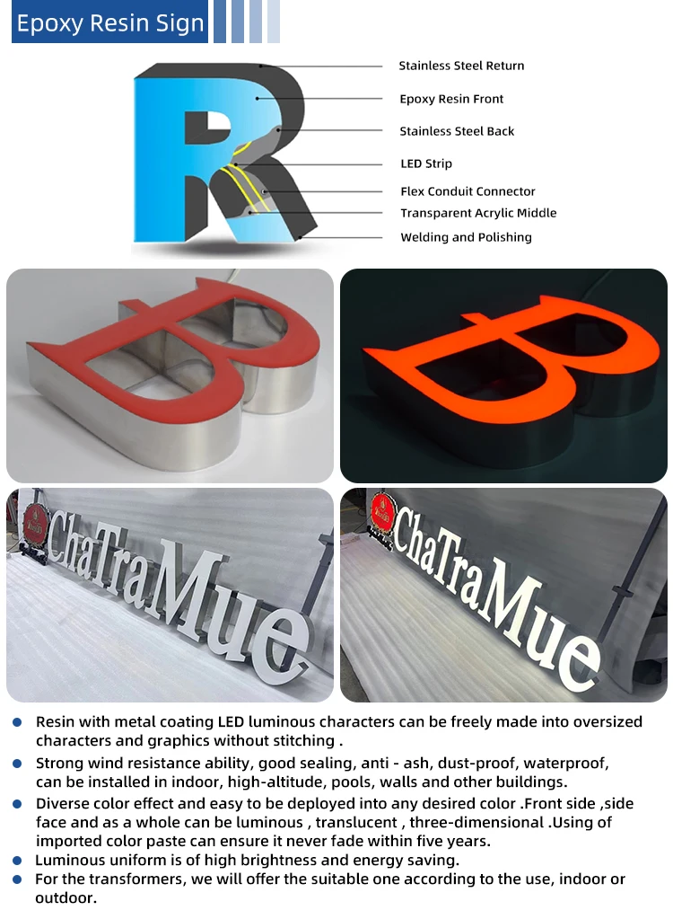 Advertising Sign Wall 3d Led Logo Letter Sign Electric Outdoor Custom ...