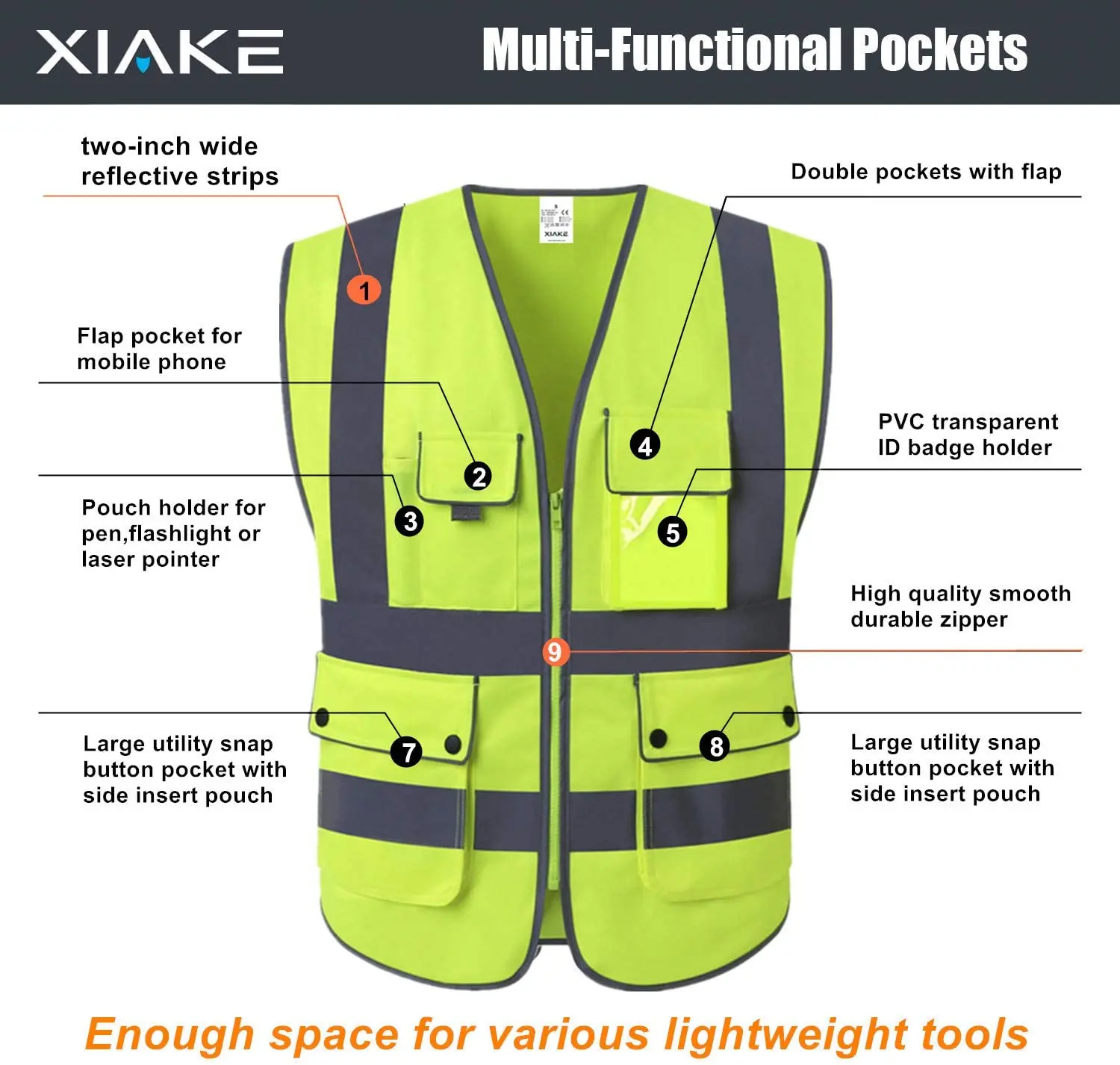 WEJUMP Security Jacket Construction High Visibility Work Reflective ...