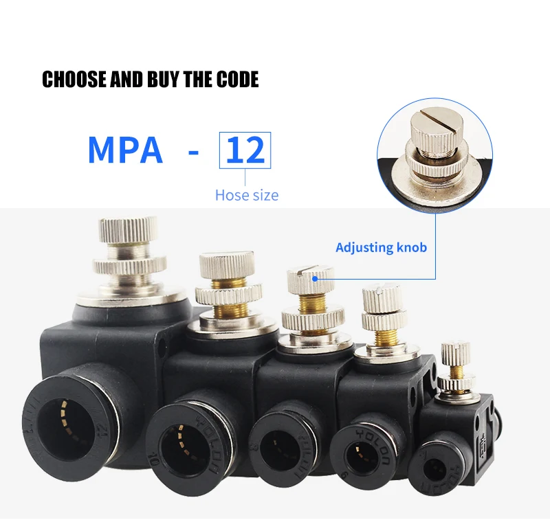 Mpa-04/06/08/10/12 Pipe Type Throttle Valve Fitting,Pu Hose Pneumatic ...