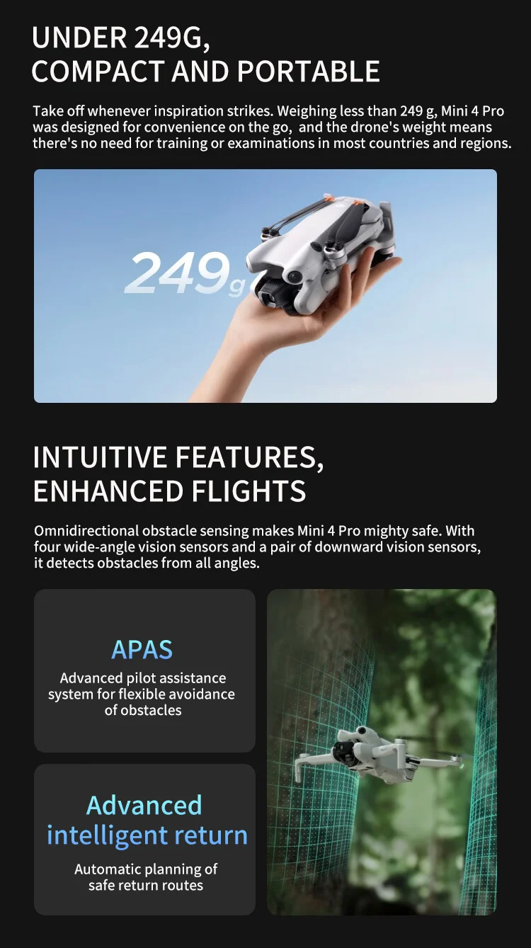 Original Pour DJI Mini 4 Pro Fly More Combo Drone dji Mini 4 Pro Avec 3 ...