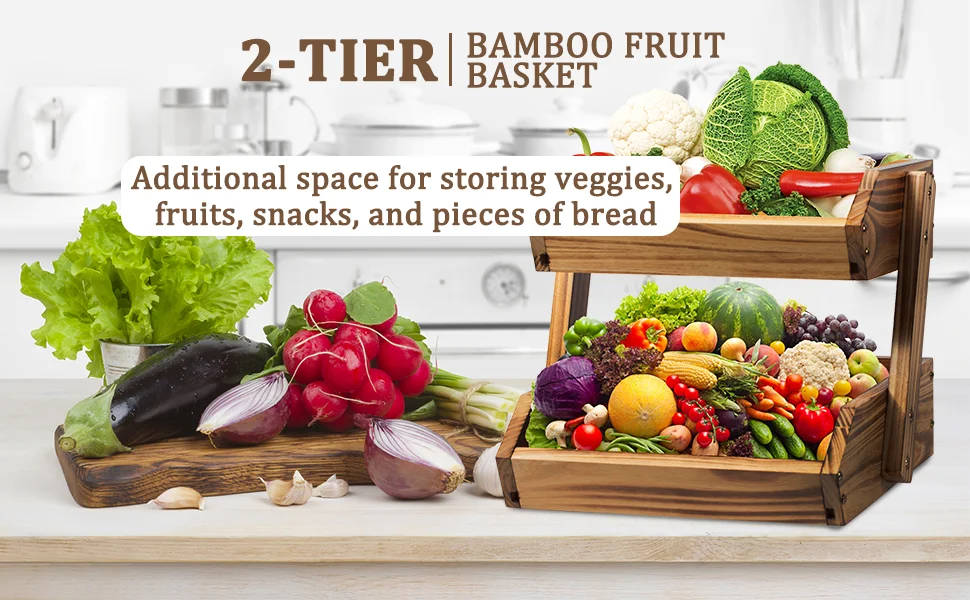 Wooden Vegetable and Fruit Storage Racks - Sustainable & Foldable