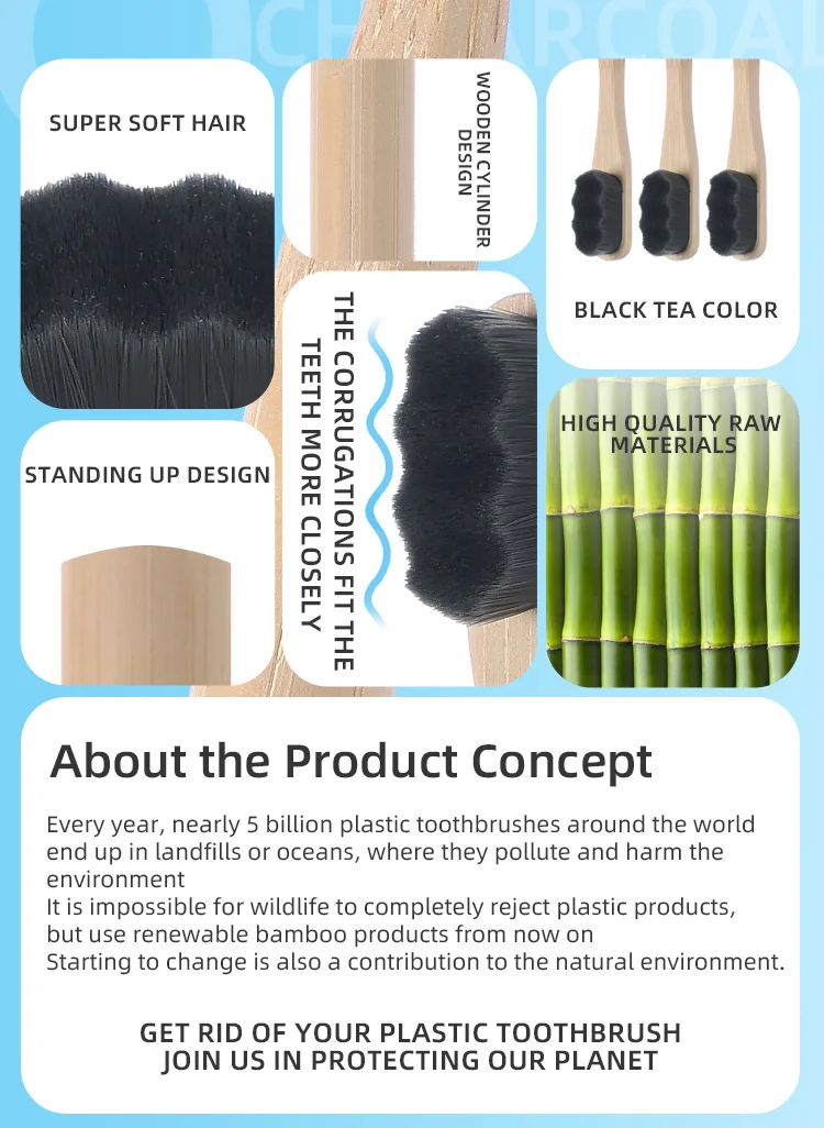 Eco Natural 10000 Bristle Bamboo Toothbrush - Soft & Biodegradable