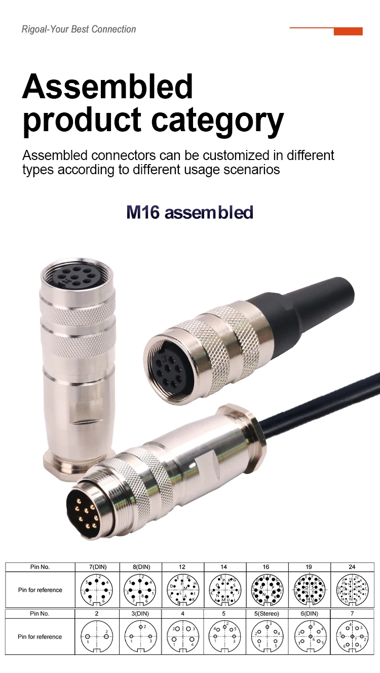 6Pin M16 Connector Waterproof Electrical Nylon PA66 Cable Docking ...