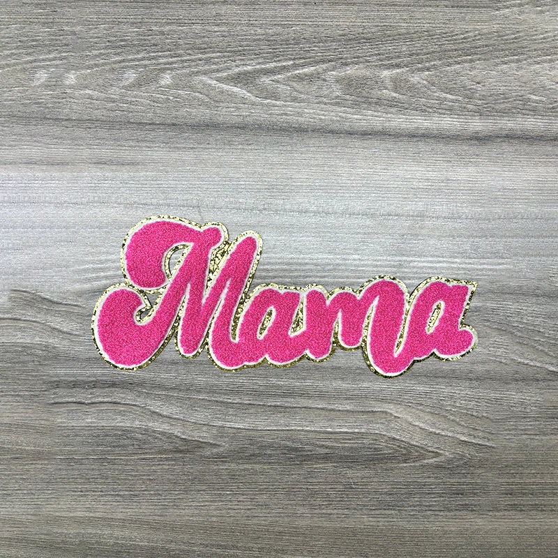 Mother's Day Gold Border Embroidery Mom Patches Iron On