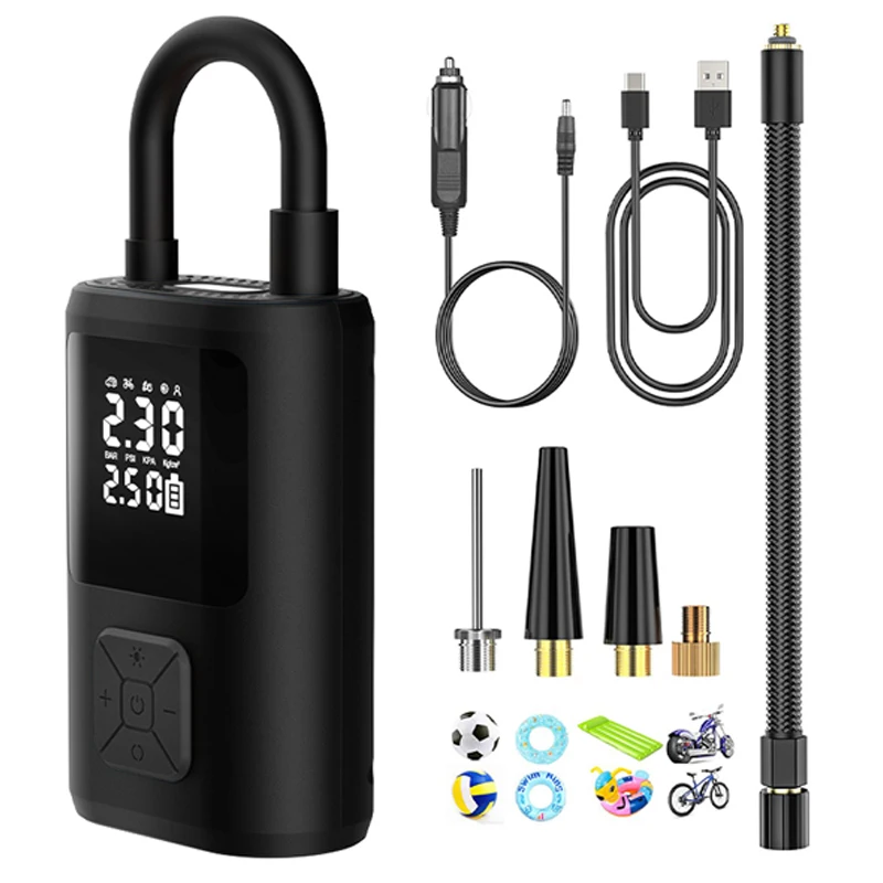 Digital Wireless Rechargeable Air Compressor Tire Inflator Portable ...