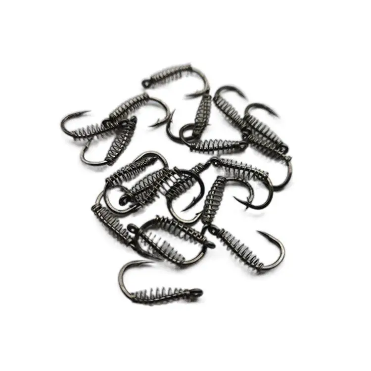 20pcs/bag High Carbon Steel Spring Fish Hook Barbed Swivel Carp ...