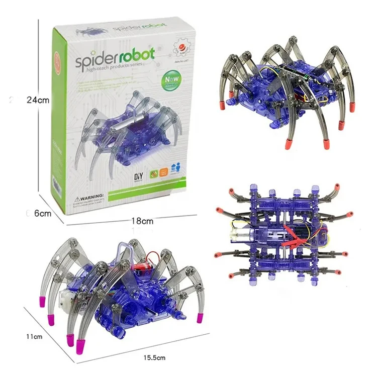 Children Educational Diy Assemble Plastic Electric Spider Robot Toy Kit ...