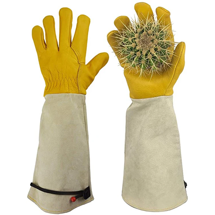 Leather Extra-long Cuff Work Gloves Puncture-proof Rose Weeding ...