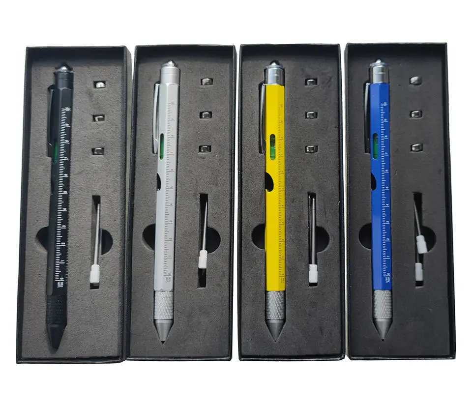 9 in 1 Metal Multitool Pen - LED Light Stylus Ruler