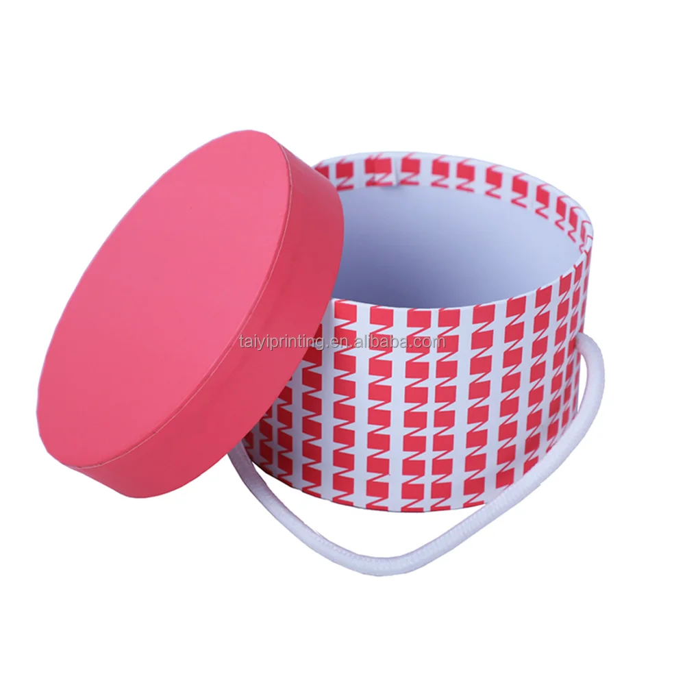 Logo Custom Round Hat Boxes With Handles Lids Baseball Cowboy Flower ...