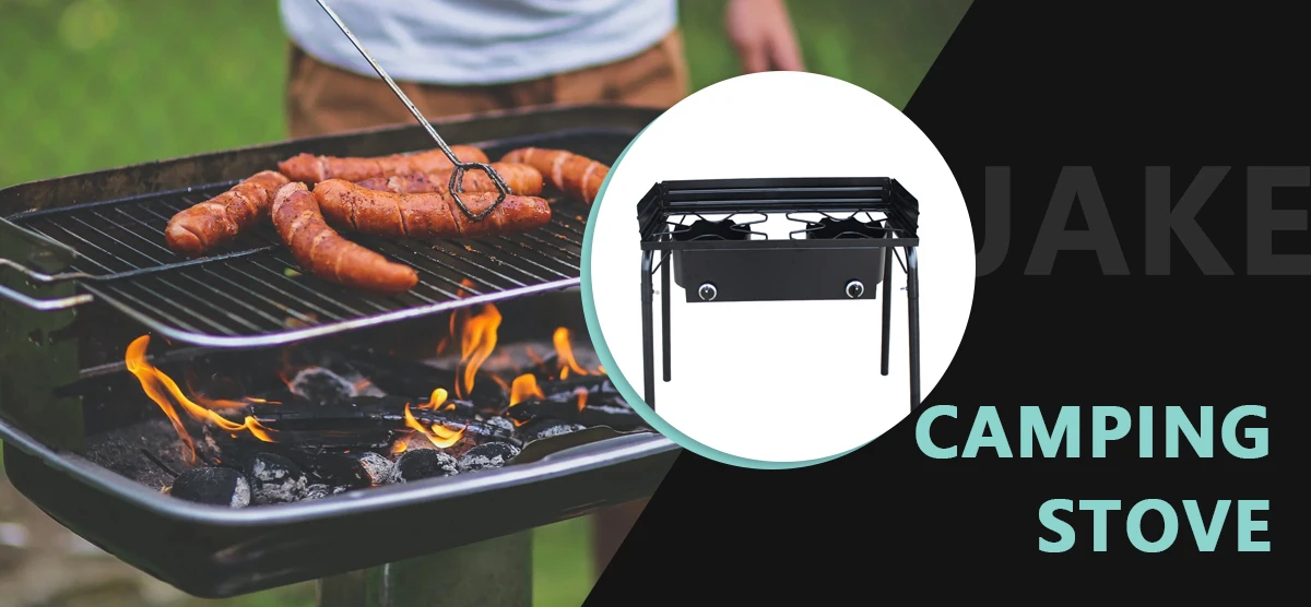 Outdoor Portable Double Propane Burner Camping Square Stove Gas Cooker ...