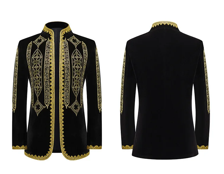 Embroidered Male Singer Stage Performance Host Standing Collar Jacket ...