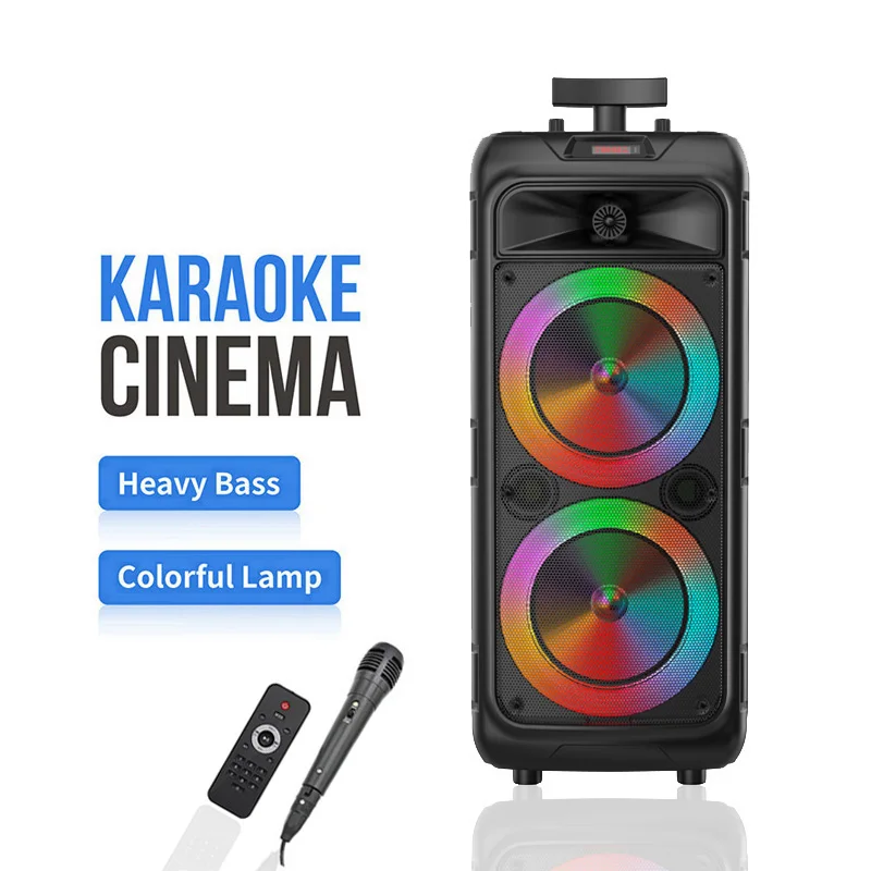 Zqs8211 Dual 8 Inch Trolley Speaker With Microphone Wireless Portable Big Sound Bluetooth ...