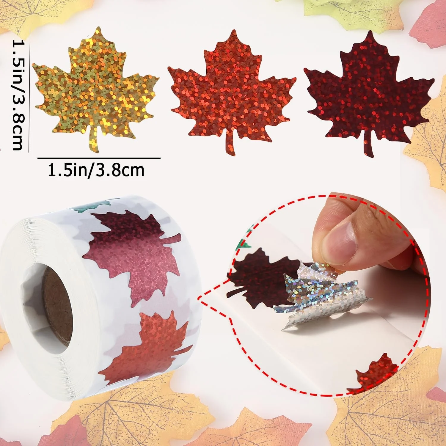 Maple Leaf Stickers Fall Thanksgiving Stickers Decor, Holographic Self ...