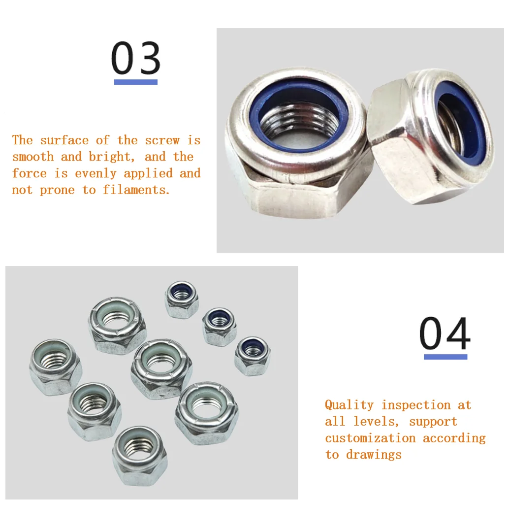 Din985 Galvanized Grade 4,Grade8 Grade10 Stainless Steel 304 A2-70 Hex Nylon Lock Nut And Bolt ...