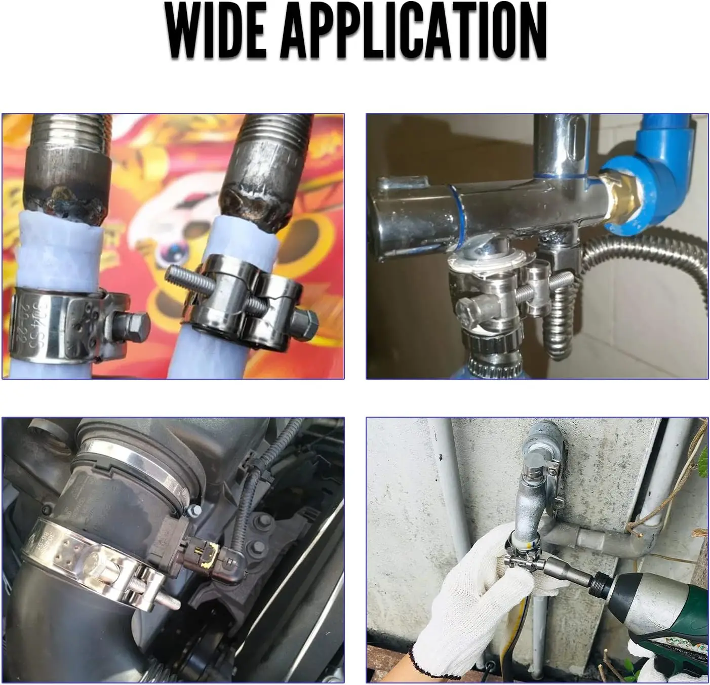 Strong Throat Clamp Adjustable Heavy Duty 304SS Stainless Steel Strong ...