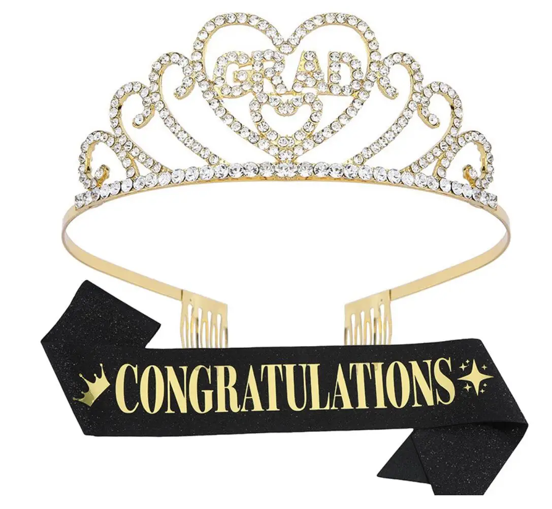 Graduation Party Crown Shoulder Strap Set Congratulations Gold Onion ...