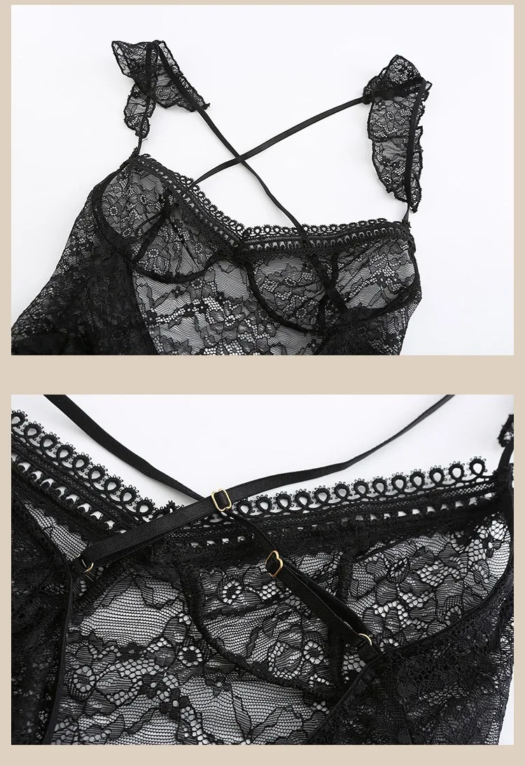 Shop Our Hot Luxury Teddy Corset - Deep V, Transparent Lace