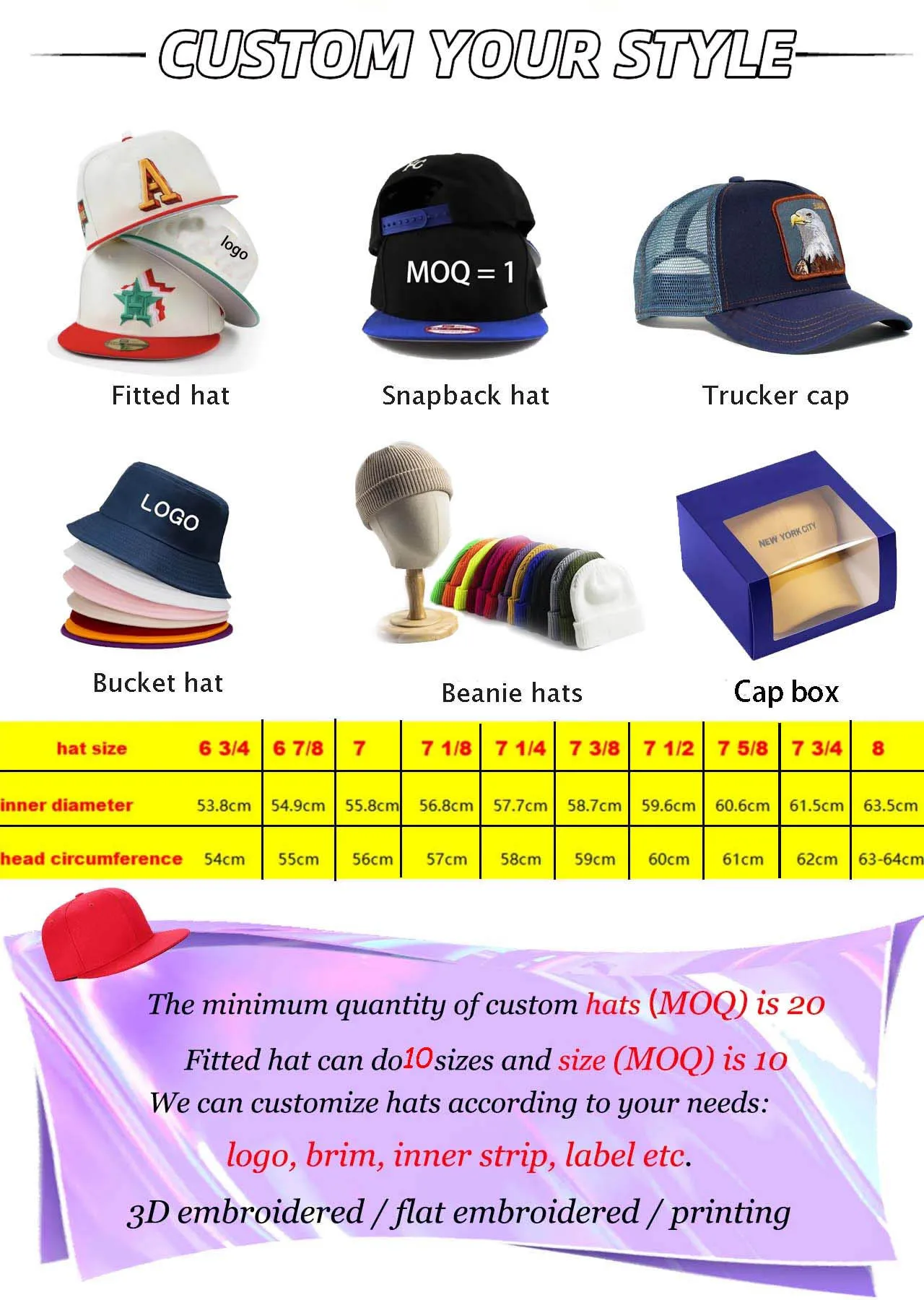 Wholesale Oem Odm 2 Tone Color Fashion Design Gorras Flat Brim 3d ...