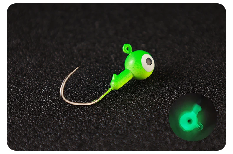 DN 0.8g/1.75g/3.5g/5g Glow Crappie Jigs Luminous Lead Jig Heads Fishing ...