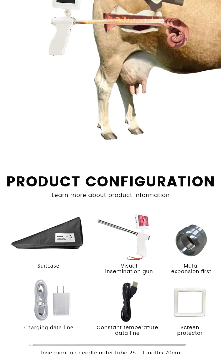 Handled Smart Cow AI GUN Horse Endoscope Cattle Artificial Insemination Equipment Veterinary ...