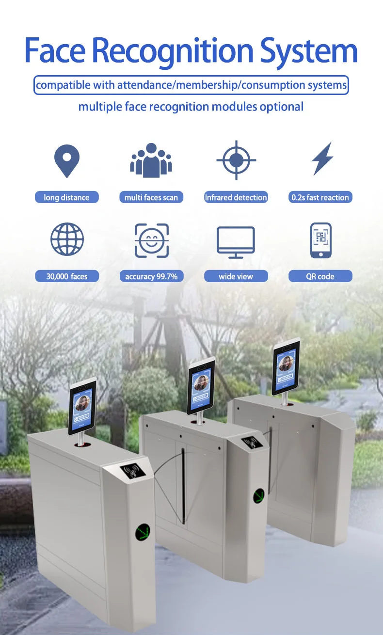 Exit Optical Flap Turnstile Gate Barrier Sus304 Retractable Acrylic ...