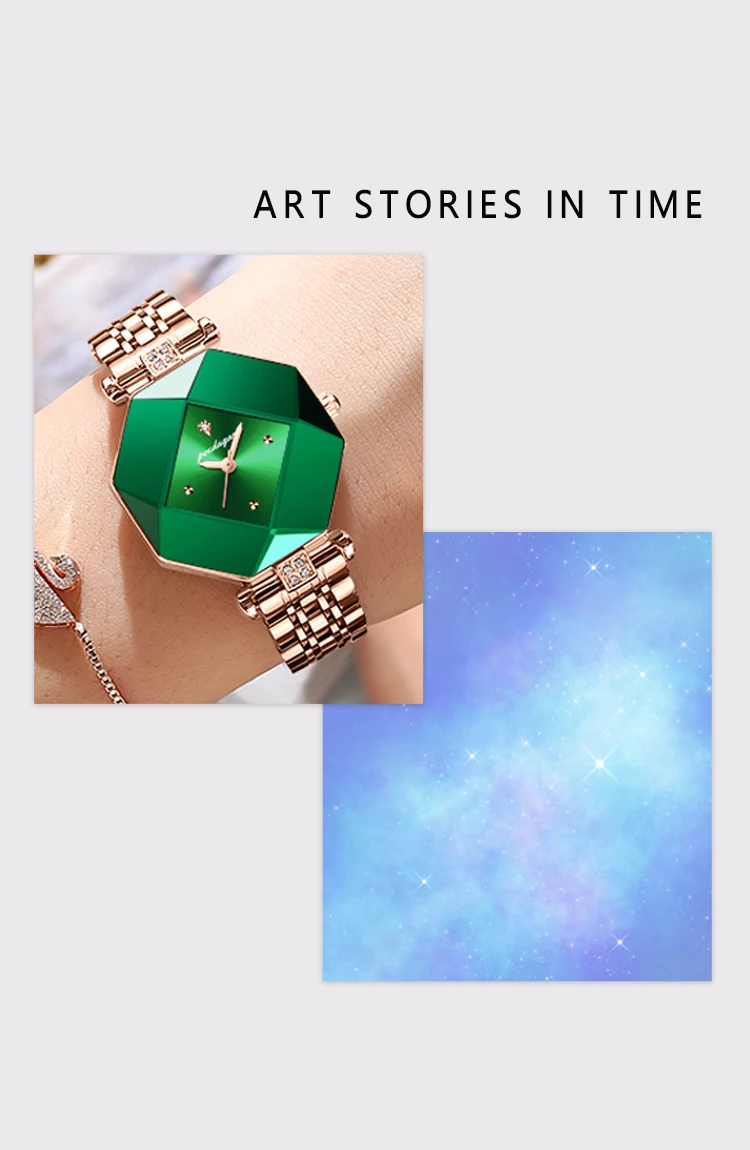 POEDAGAR 005 Women Watches - Luxury Green Diamond Quartz