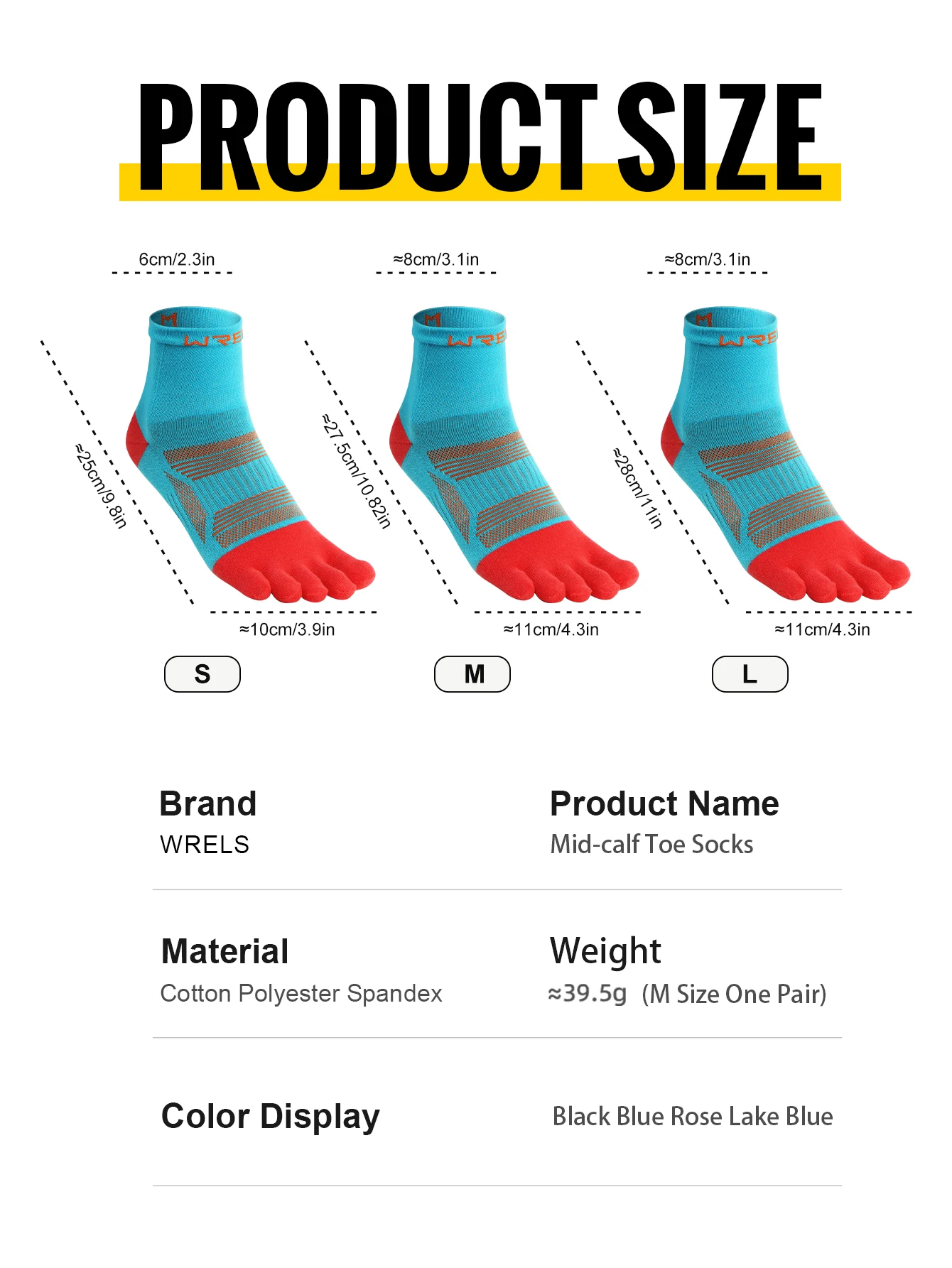 WRELS Brand Coolmax Material Five Finger Socks Unisex Workout Training ...