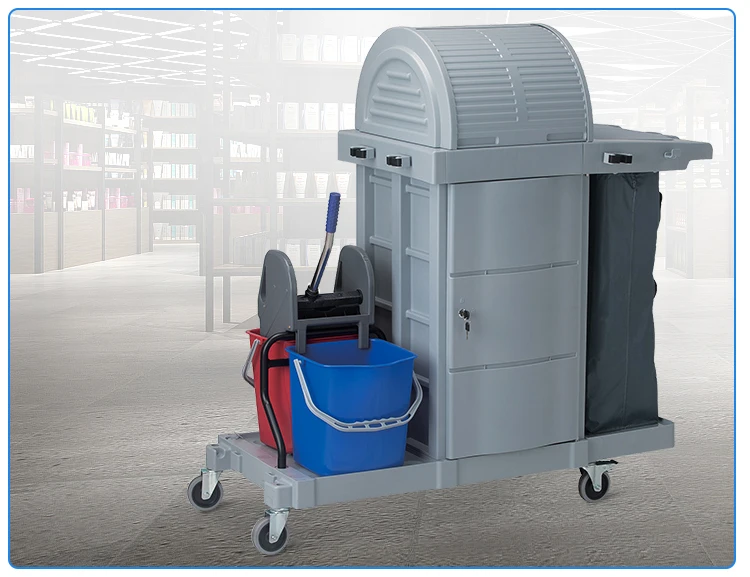 Upgraded Multifunction Restaurant Hotel Cleaning Trolley Janitor Cart ...