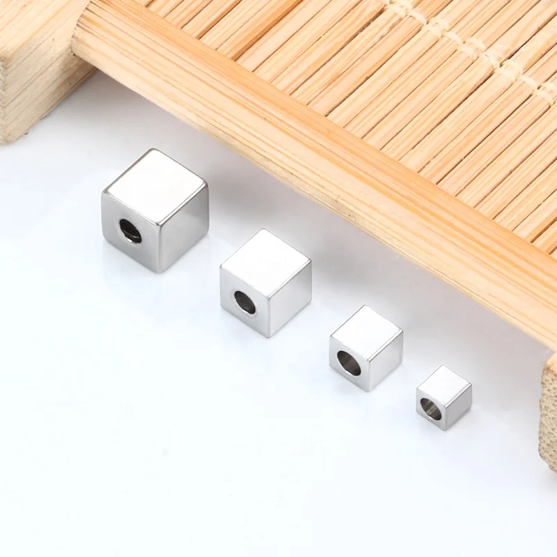 304 Stainless Steel Diy Square Spacer Beads With Hole Jewelry Making ...