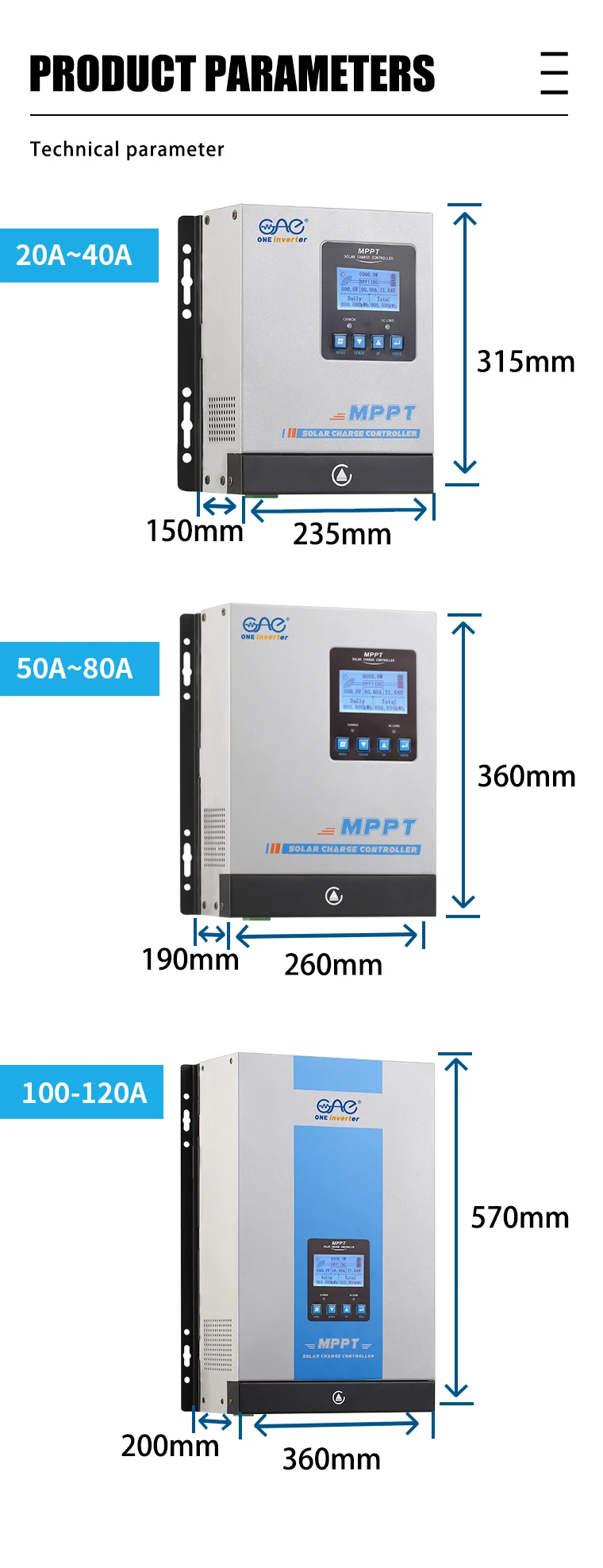 Mppt Solar Charge Controller 60 Amp 12v 24v Multiple Protections 150voc Max Pv Input Voltage ...