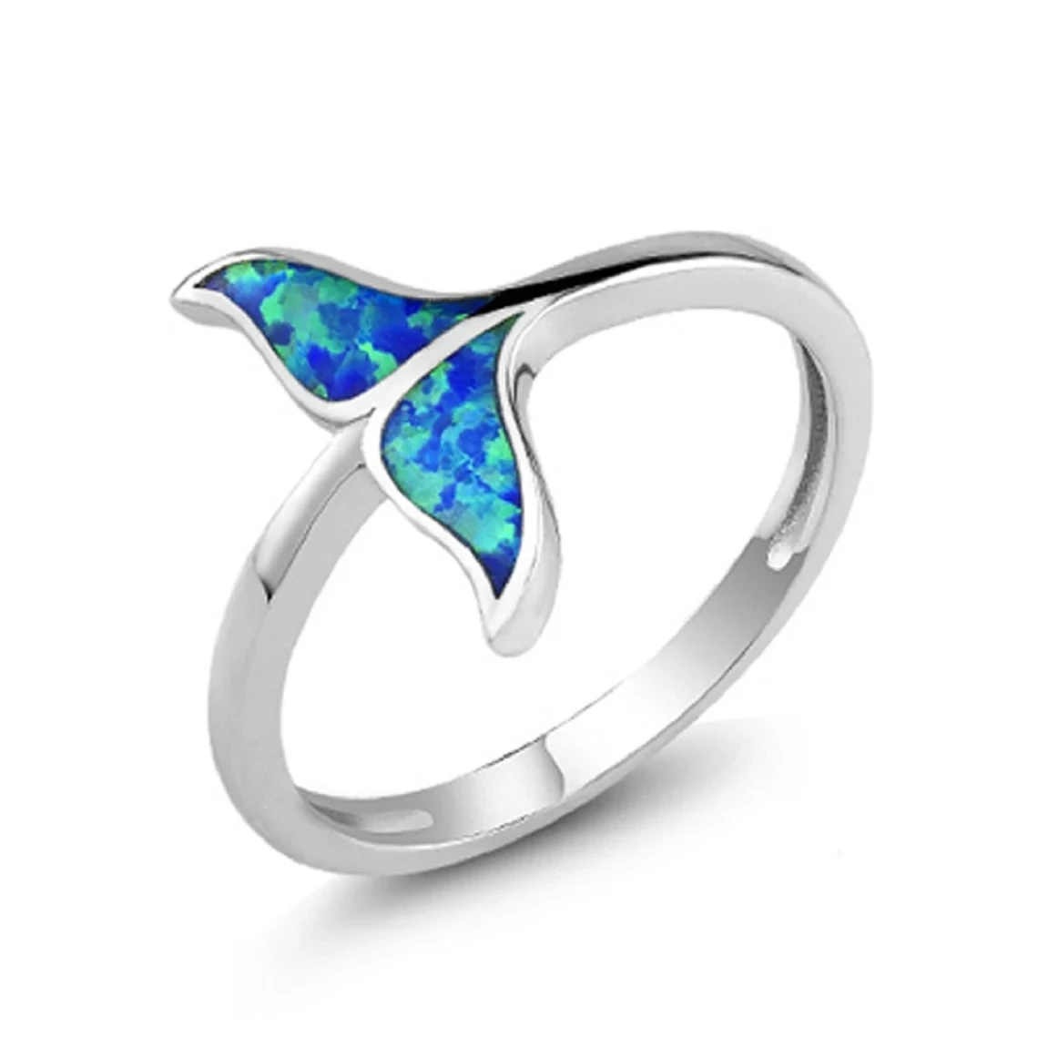 Sea Life Sterling Silver Opal Dolphin Ring Opal Beach Ring 925 Silver ...